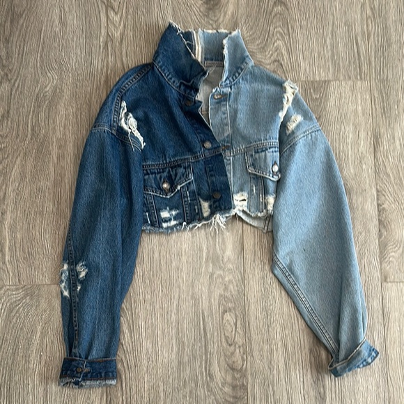 Jackets & Coats | Stylish Twotone Cropped Denim Jacket | Poshmark